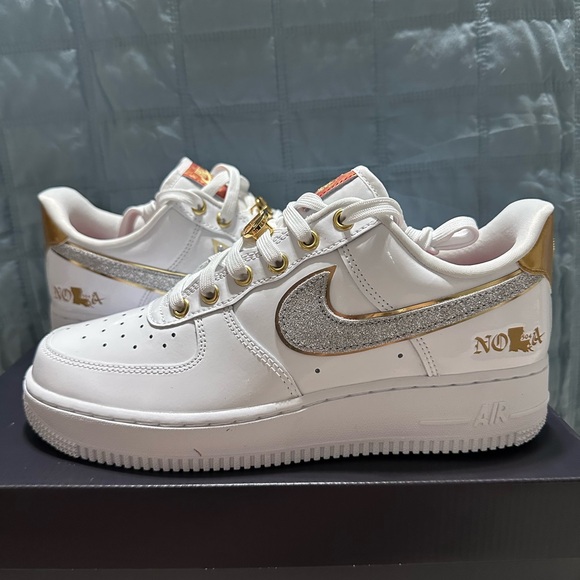 Nike | Shoes | Nike Air Force Nola White With Gold And Silver Accents ...